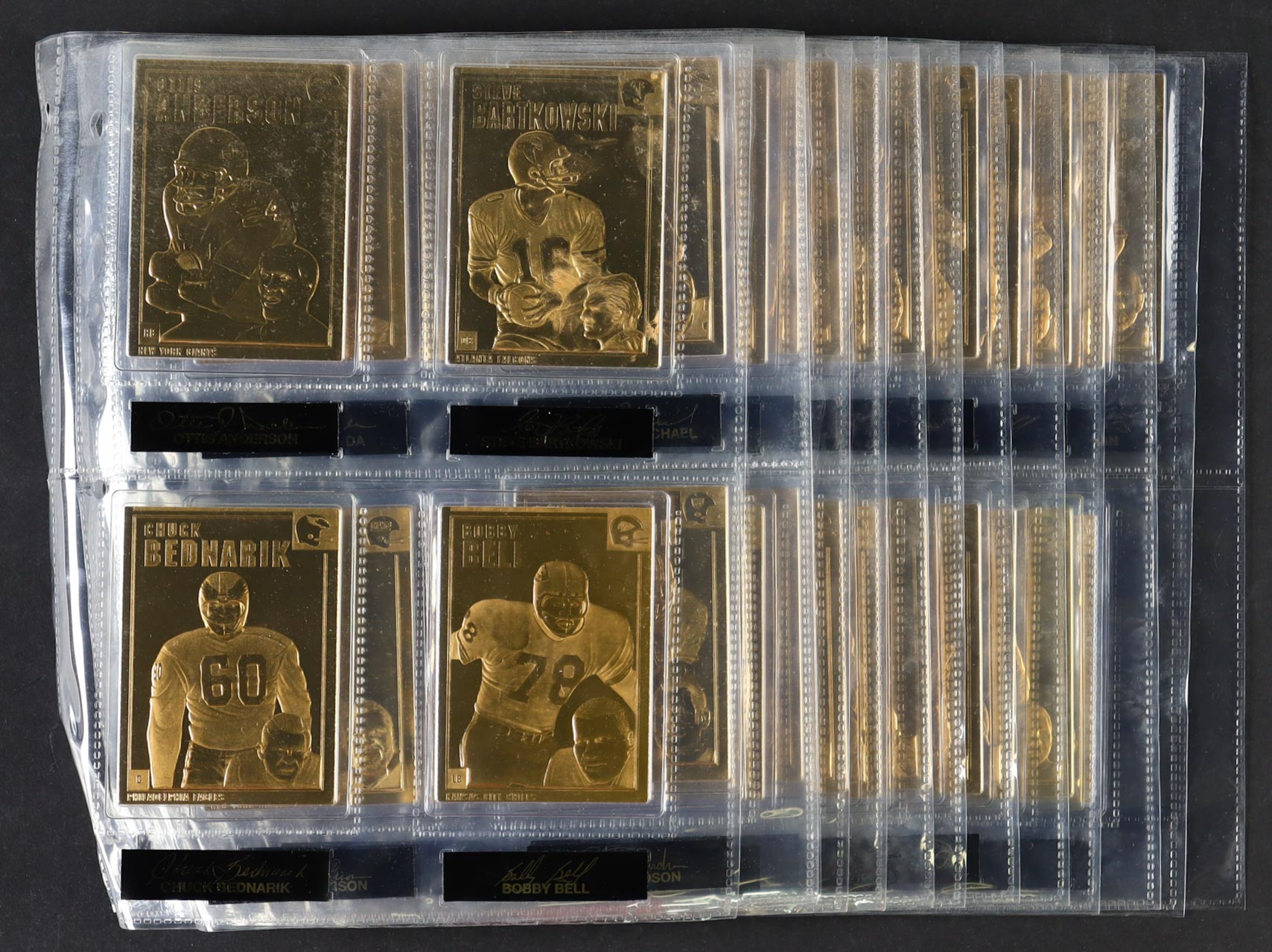 Complete Set of (50) 1996-03 Danbury Mint 22kt Gold Football Cards with ...