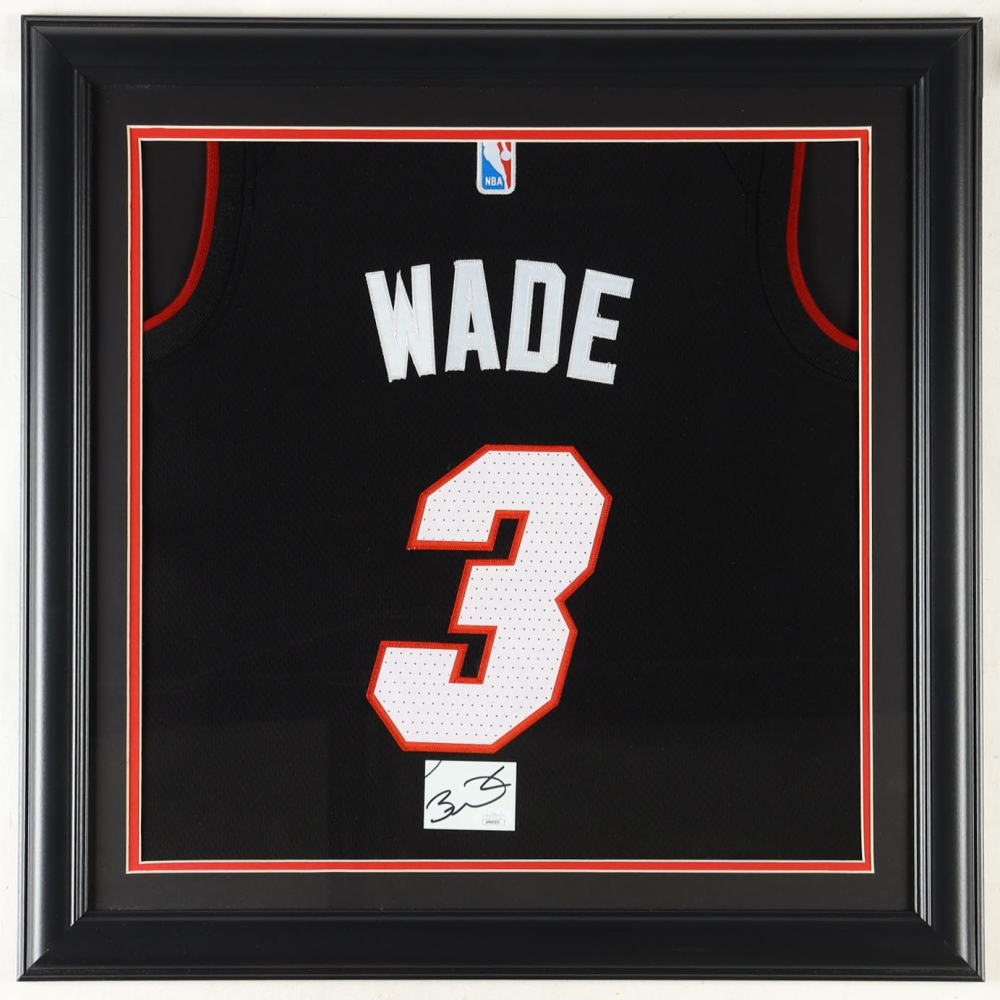 Dwayne Wade Signed Custom Framed Cut Display With Jersey (JSA ...