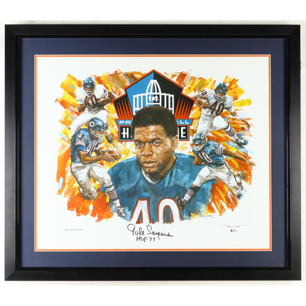Gale Sayers Signed LE Custom Framed Lithograph Inscribed "HOF '77" By ...