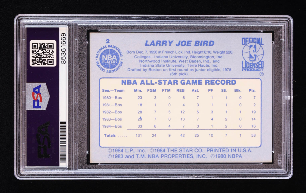 Larry Bird Signed 1984 Star All-Star Game #2 (PSA | Autograph Graded ...