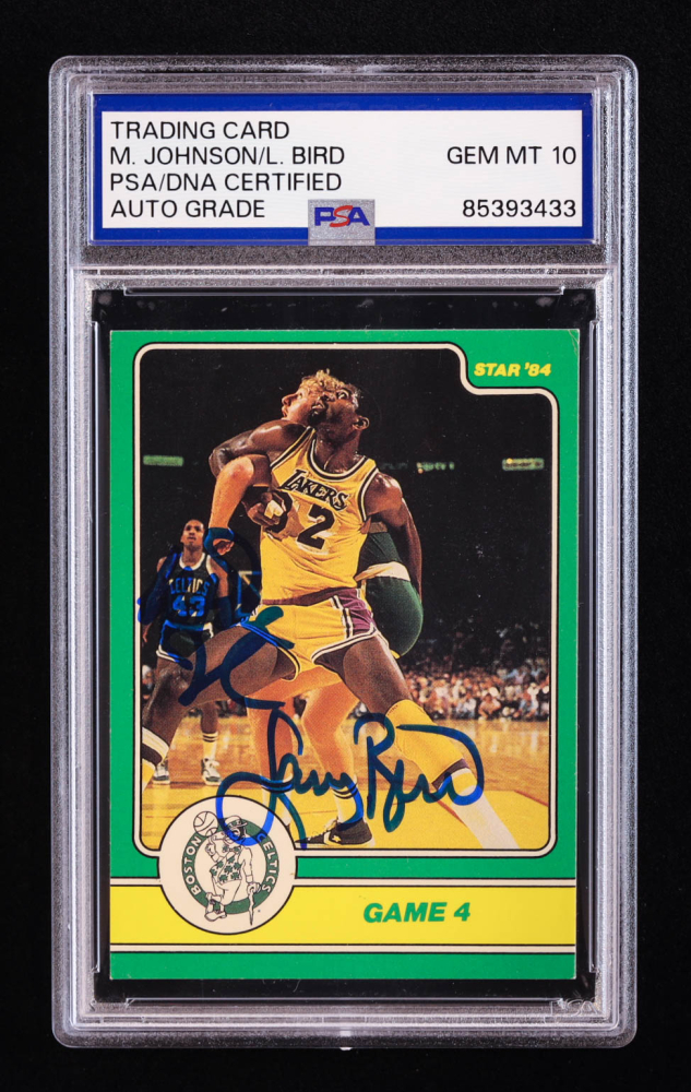 Larry Bird & Magic Johnson Signed 1984 Star Celtics Champs #11 IA (PSA ...