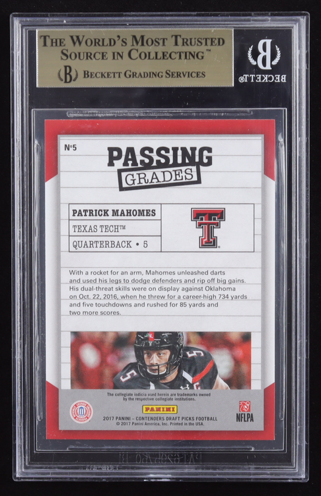 Patrick Mahomes II 2017 Panini Contenders Draft Picks Passing Grades #5 ...