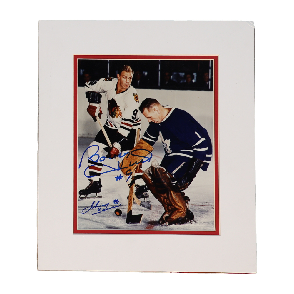 Bobby Hull & Johnny Bower Signed Custom Matted Photo (JSA) | Pristine ...