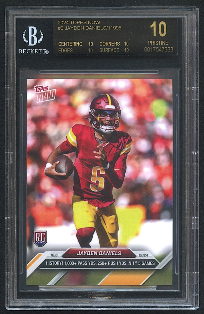Jayden Daniels 2024 Topps Now #6 RC (BGS Black Label 10) | Pristine Auction