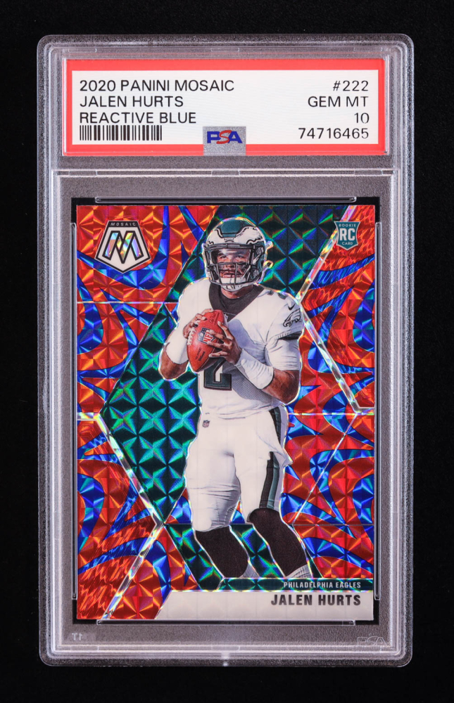 Jalen Hurts 2020 Panini Mosaic Mosaic Reactive Blue #222 RC (PSA 10 ...
