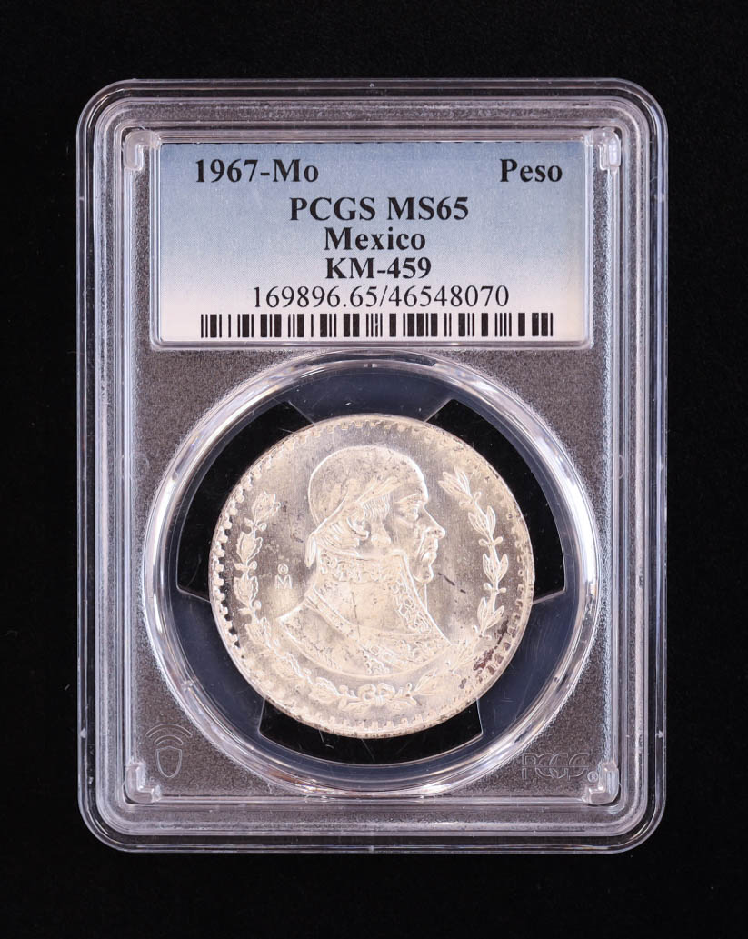1967-Mo Mexico Silver Peso, KM-459 (PCGS MS66) | Pristine Auction
