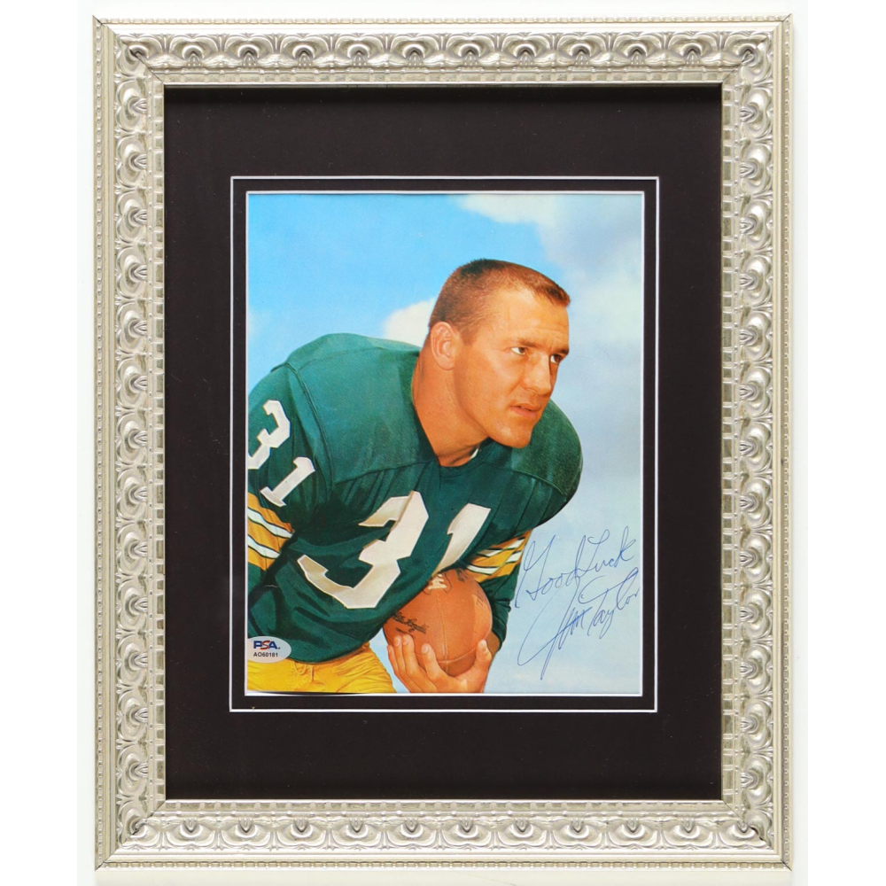 Jim Taylor Signed Packers Custom Framed Photo Display Inscribed "Good ...