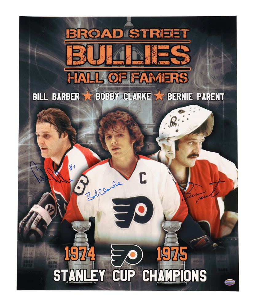 Bobby Clarke, Bill Barber & Bernie Parent Signed Flyers 16x20 Photo (SI ...