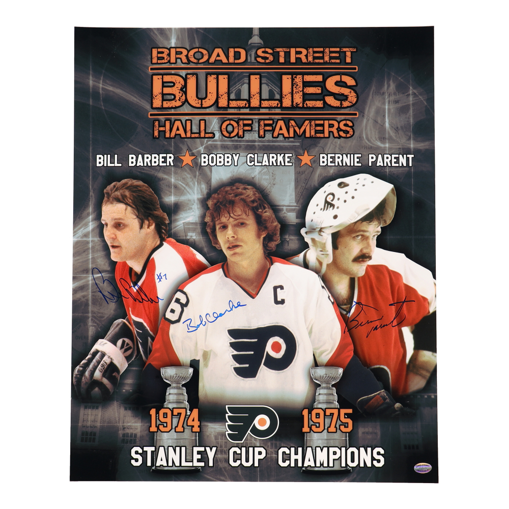 Bobby Clarke, Bill Barber & Bernie Parent Signed Flyers 16x20 Photo (SI ...