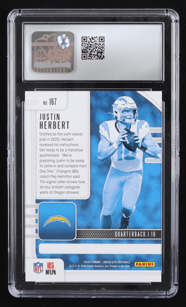 Justin Herbert 2020 Absolute #167 RC (CSG 10) | Pristine Auction