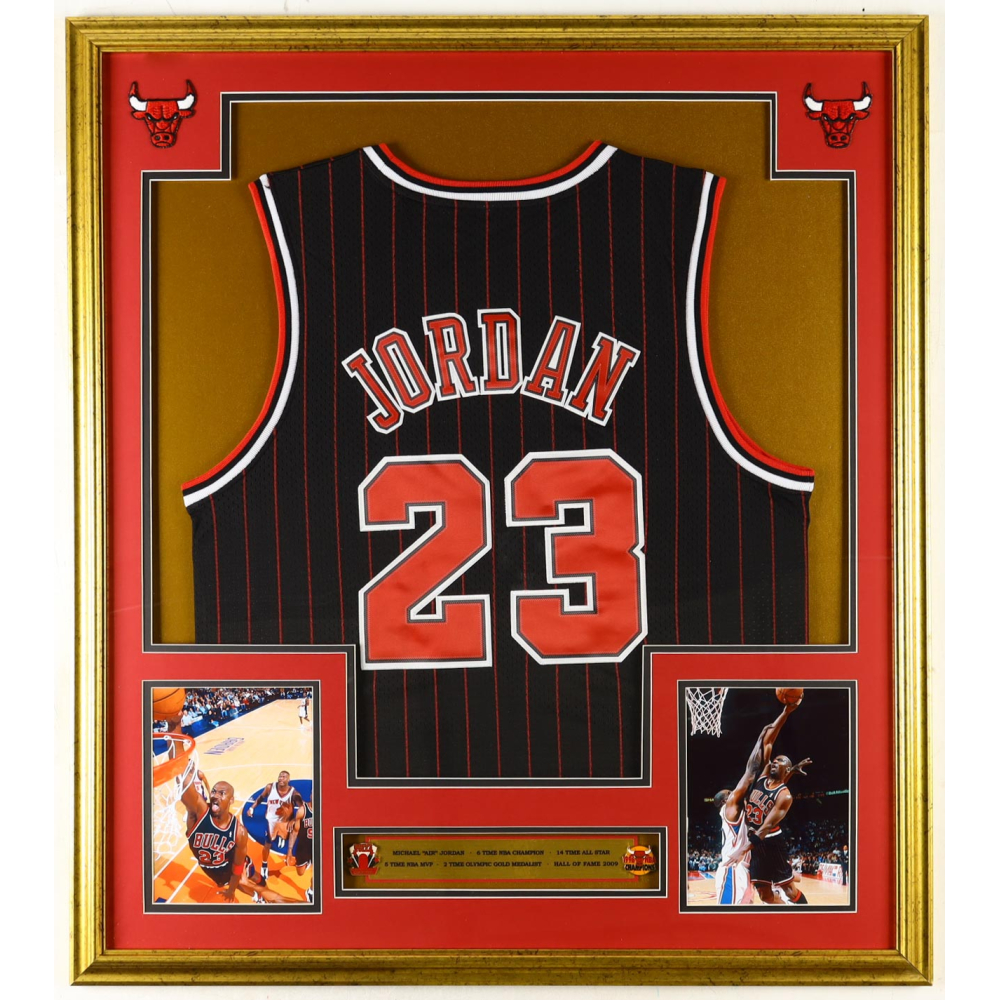 Michael Jordan Custom Framed Jersey Display With Official 1996 Bulls ...