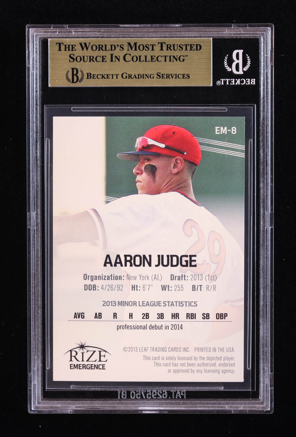Aaron Judge 2013 Rize Draft Emergence Pink #8 (BGS 9.5) | Pristine Auction