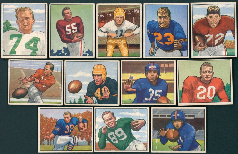 Lot of (12) 1950 Bowman Football Cards With #71 Emil Sitko, #142 Bill ...