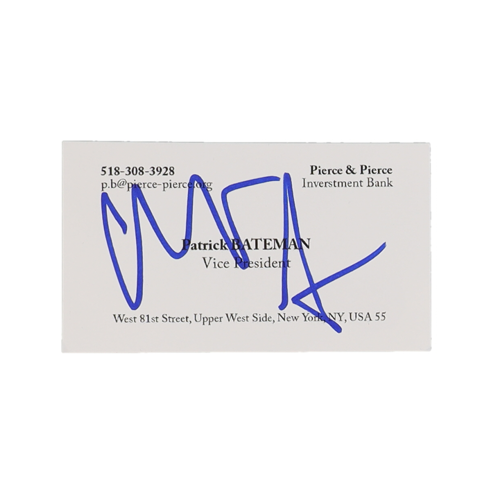 Christian Bale Signed "American Psycho" Business Card (Beckett ...