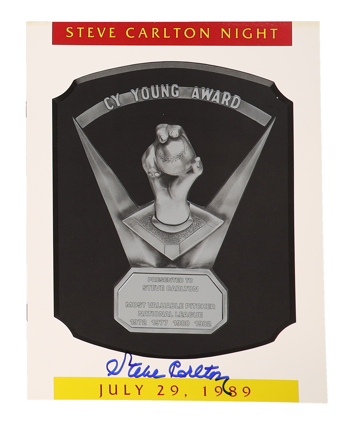 Steve Carlton Signed 1989 "Steve Carlton Night" Program (Beckett ...