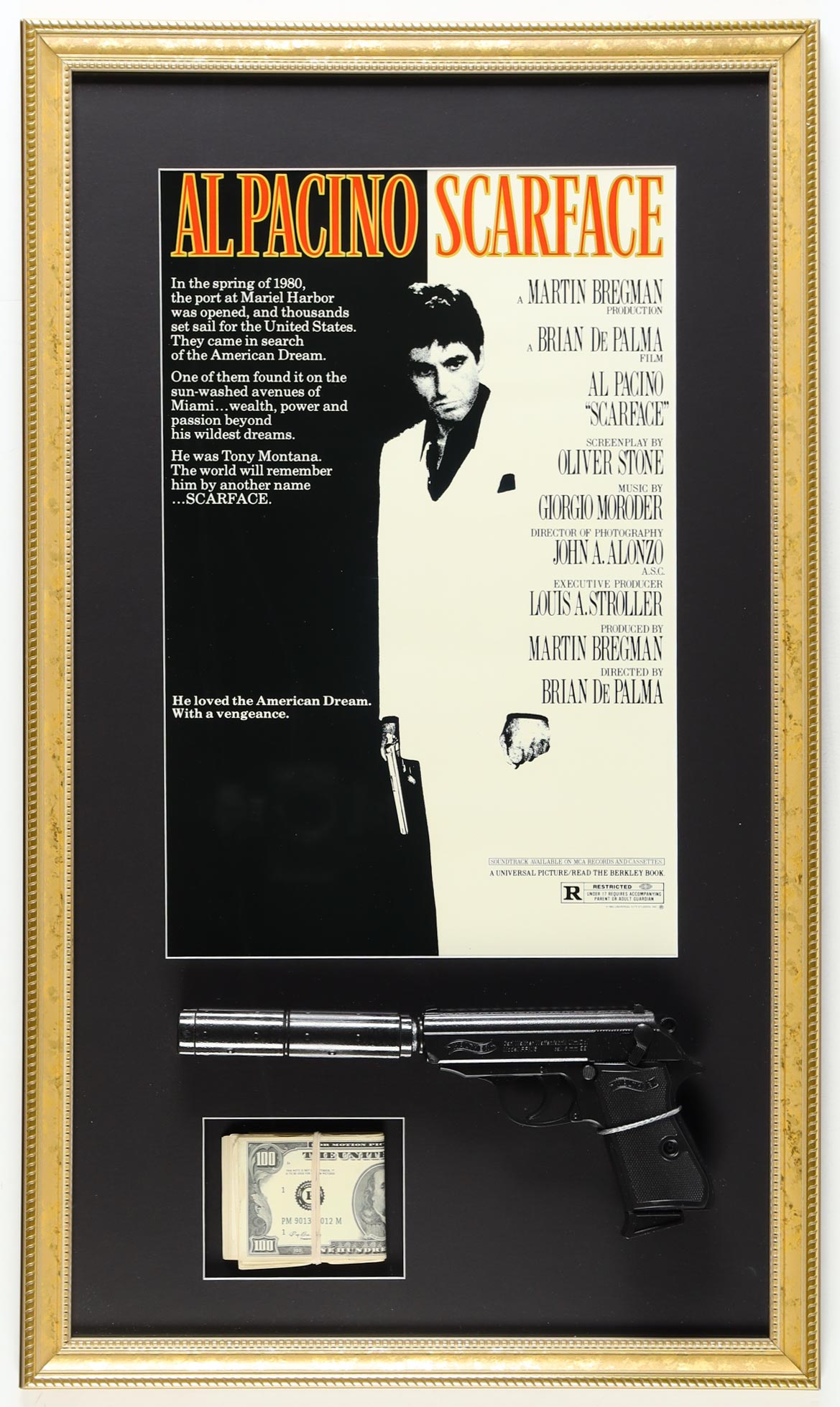 "Scarface" Custom Framed Movie Poster Display with Prop Replica Money ...