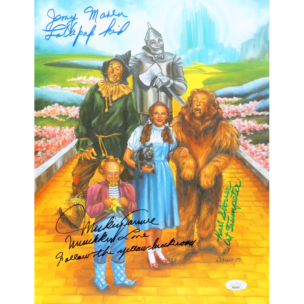Mickey Carroll, Jerry Maren & Karl Slover Signed "The Wizard of Oz ...