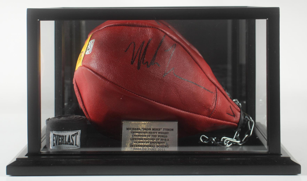 Mike Tyson Signed Vintage Everlast Speed Bag with Hand Wrap & Display ...