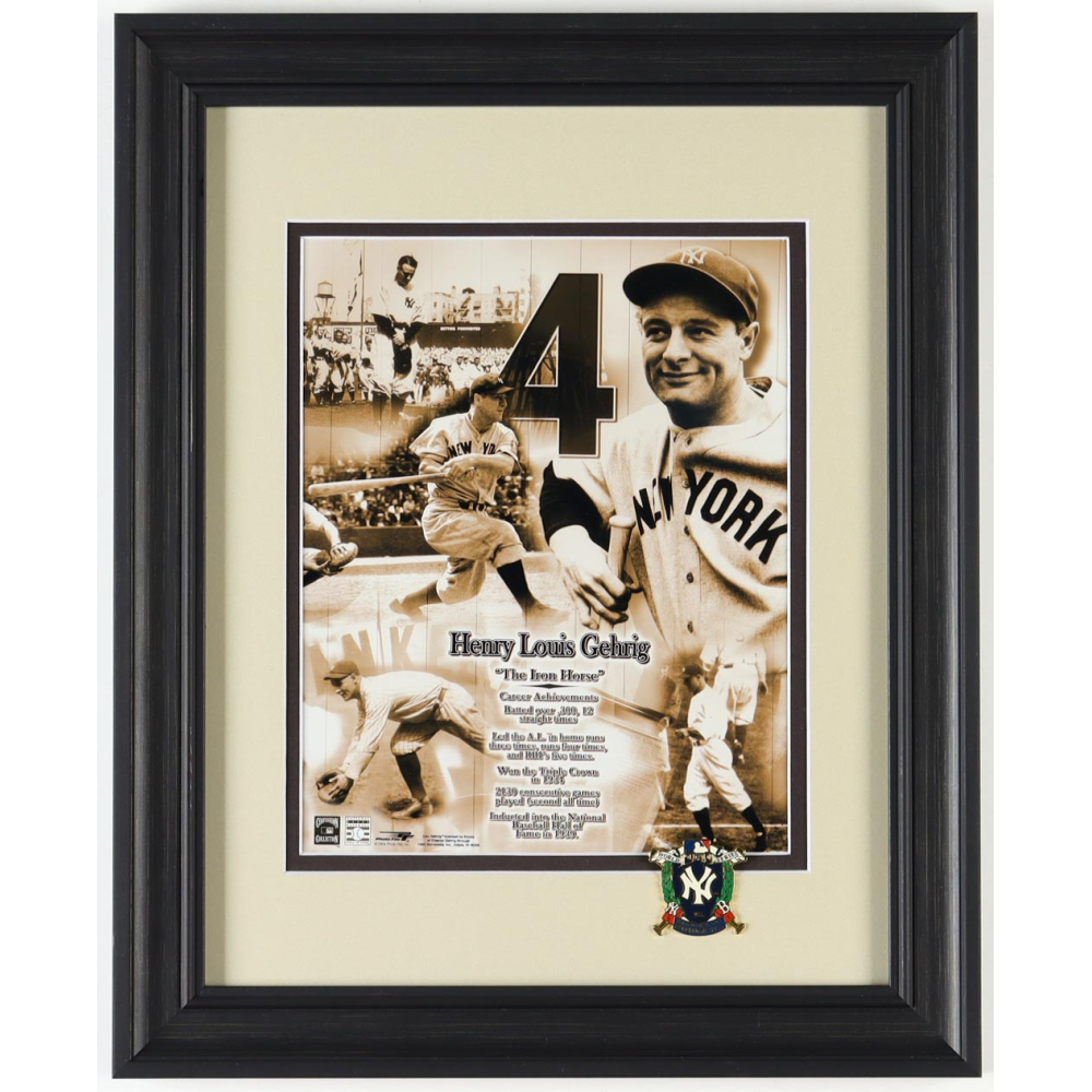 Lou Gehrig Yankees "The Iron Horse" Custom Framed Photo with Yankees ...