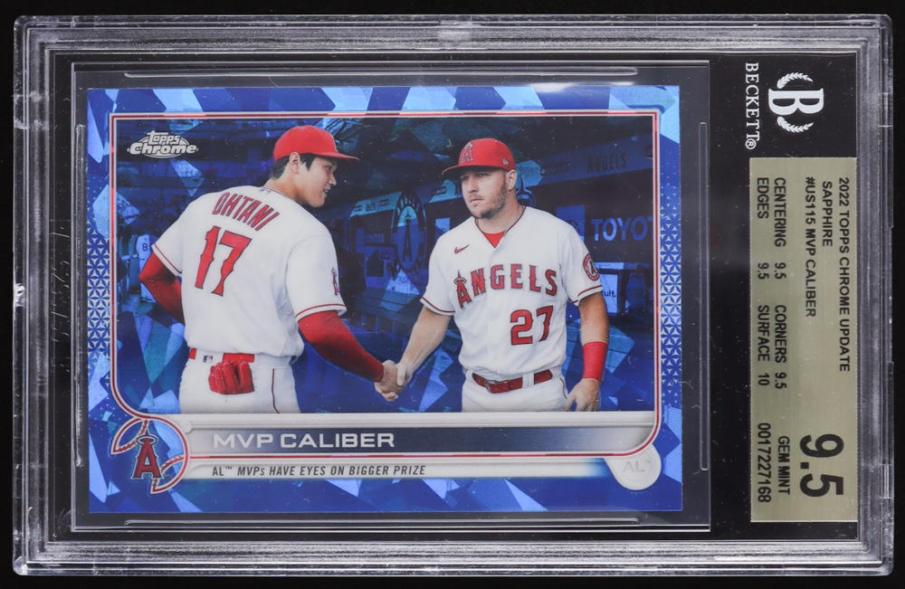 Shohei Ohtani / Mike Trout 2022 Topps Chrome Update Sapphire #US115 MVP ...
