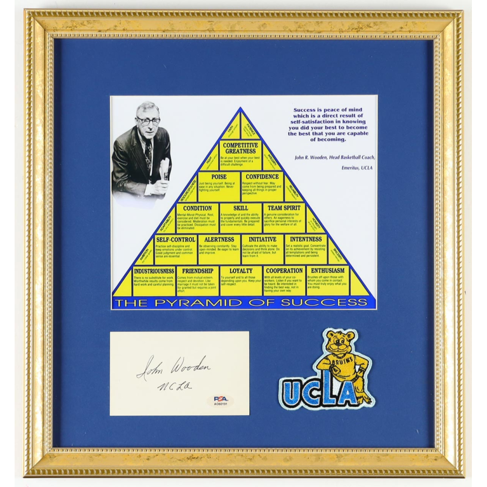 John Wooden Signed Custom Framed Cut With "Pyramid of Success" Print ...