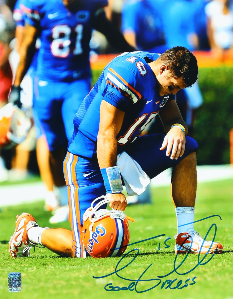 Tim Tebow Signed Florida Gators 11x14 Photo Inscribed "God Bless ...