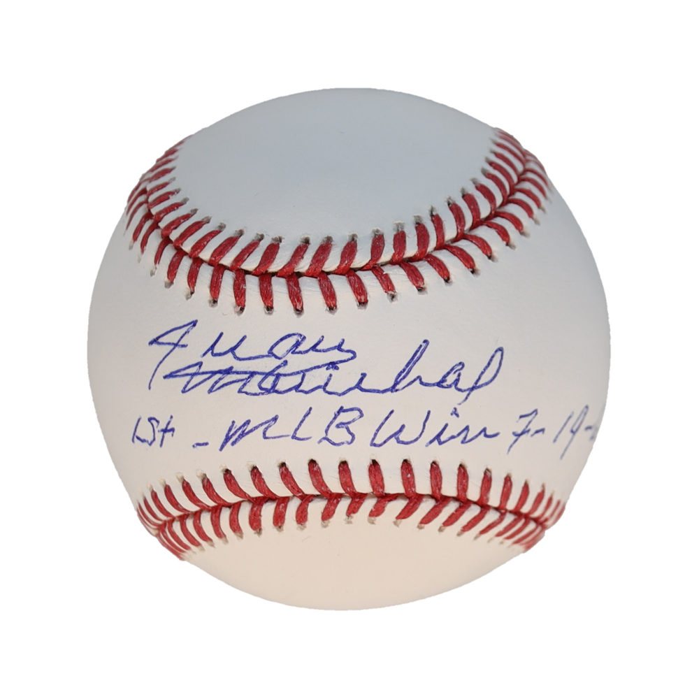 Juan Marichal Signed OML Baseball Inscribed "1st-MLB Win 7-19-60 ...