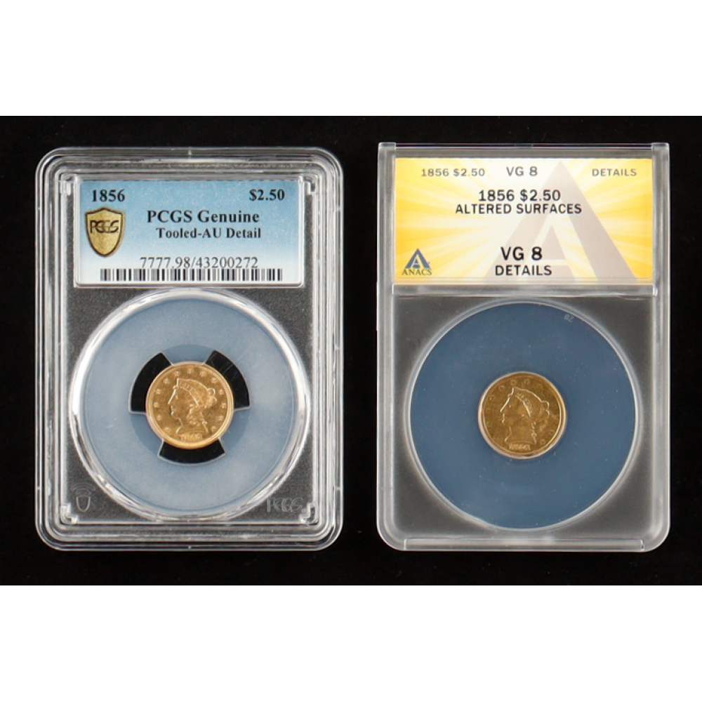 1856 $2.50 Gold Coin Lot with 1856 $2.50 Indian Eagle Gold Quarter ...