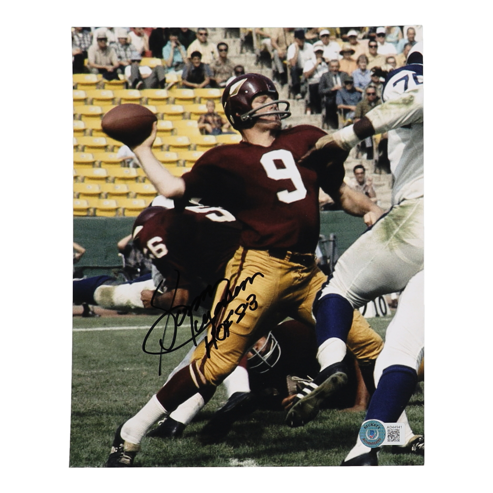Sonny Jurgensen Signed Redskins 8x10 Photo Inscribed "HOF 83" (Beckett ...
