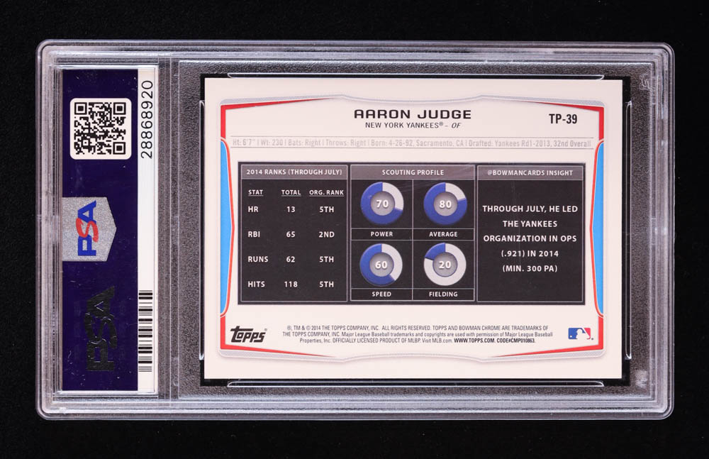 Aaron Judge 2014 Bowman Draft Top Prospects #TP39 RC (PSA 10 ...