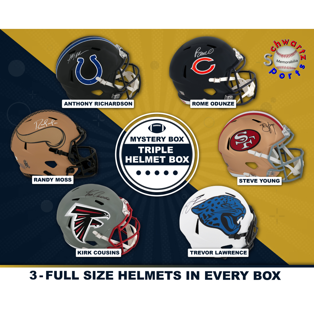 TRIPLE Full Size Football Helmet Signed Mystery Box – Series 19 ...