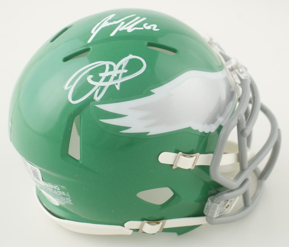 Jason Kelce & Jaylen Hurts Signed Eagles Alternate Speed Mini Helmet ...