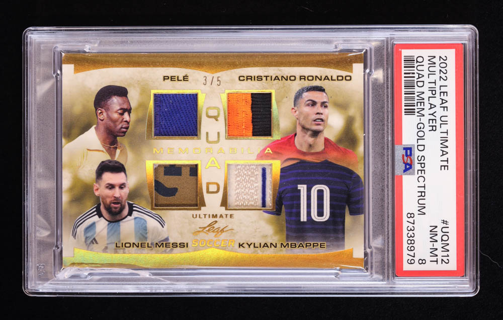 Pele / Cristiano Ronaldo / Lionel Messi / Kylian Mbappe 2022 Leaf ...