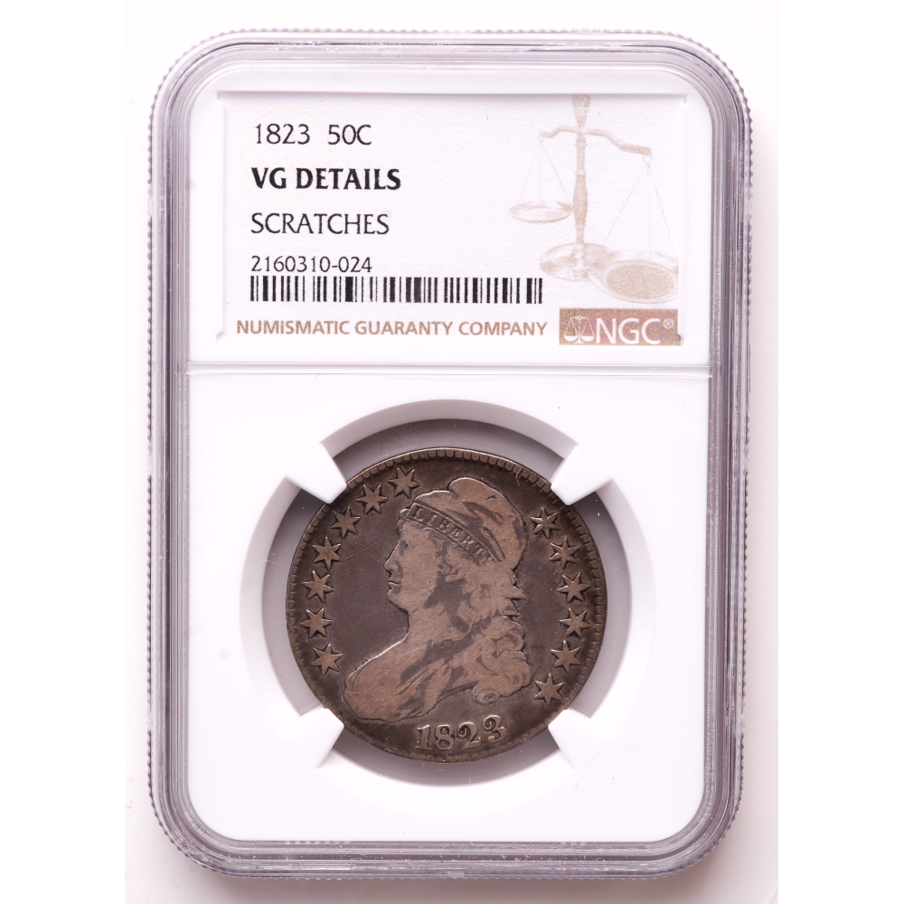 1823 Capped Bust Silver Half Dollar (NGC VG Details) | Pristine Auction