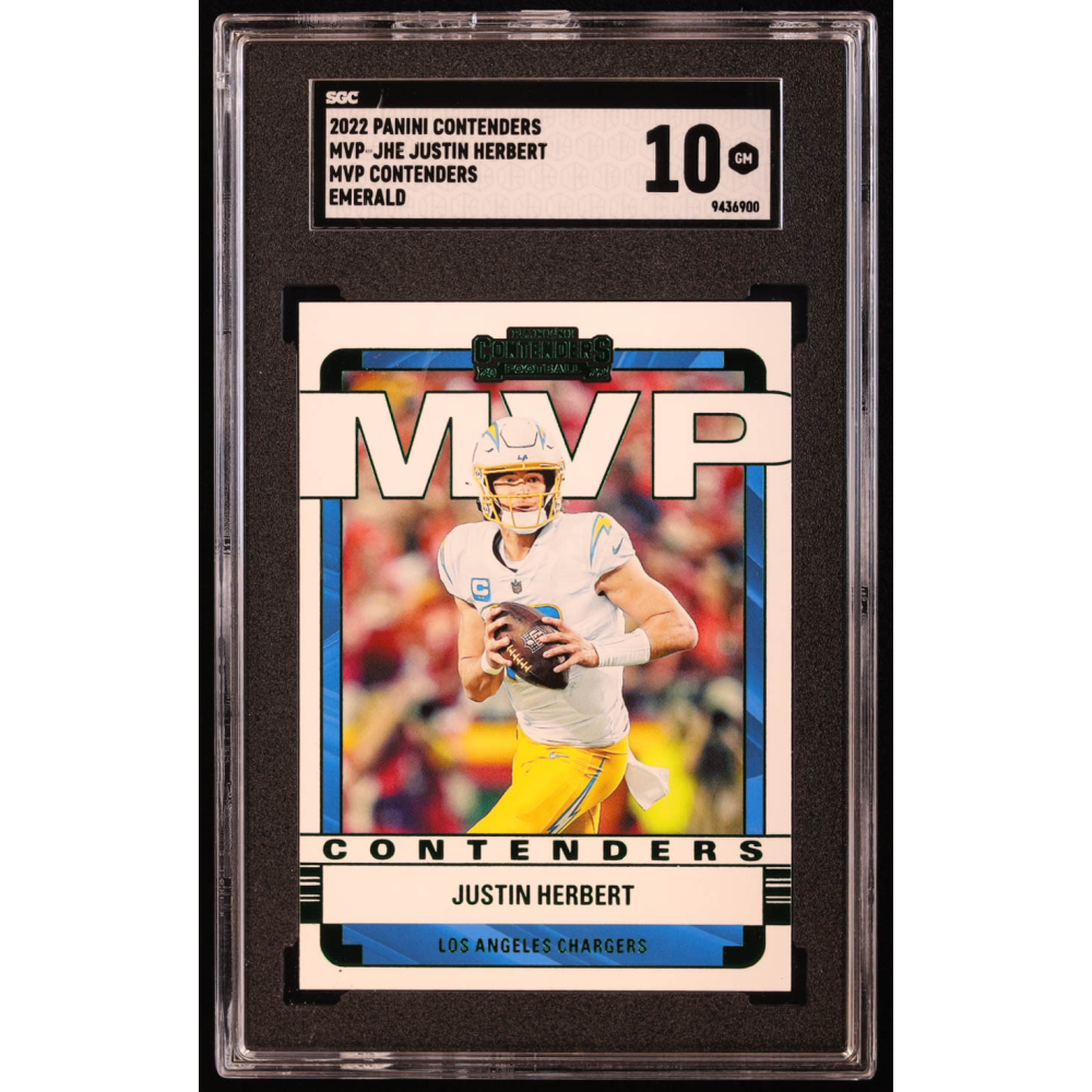 Justin Herbert 2022 Panini Contenders MVP Contenders Emerald #3 (SGC 10 ...