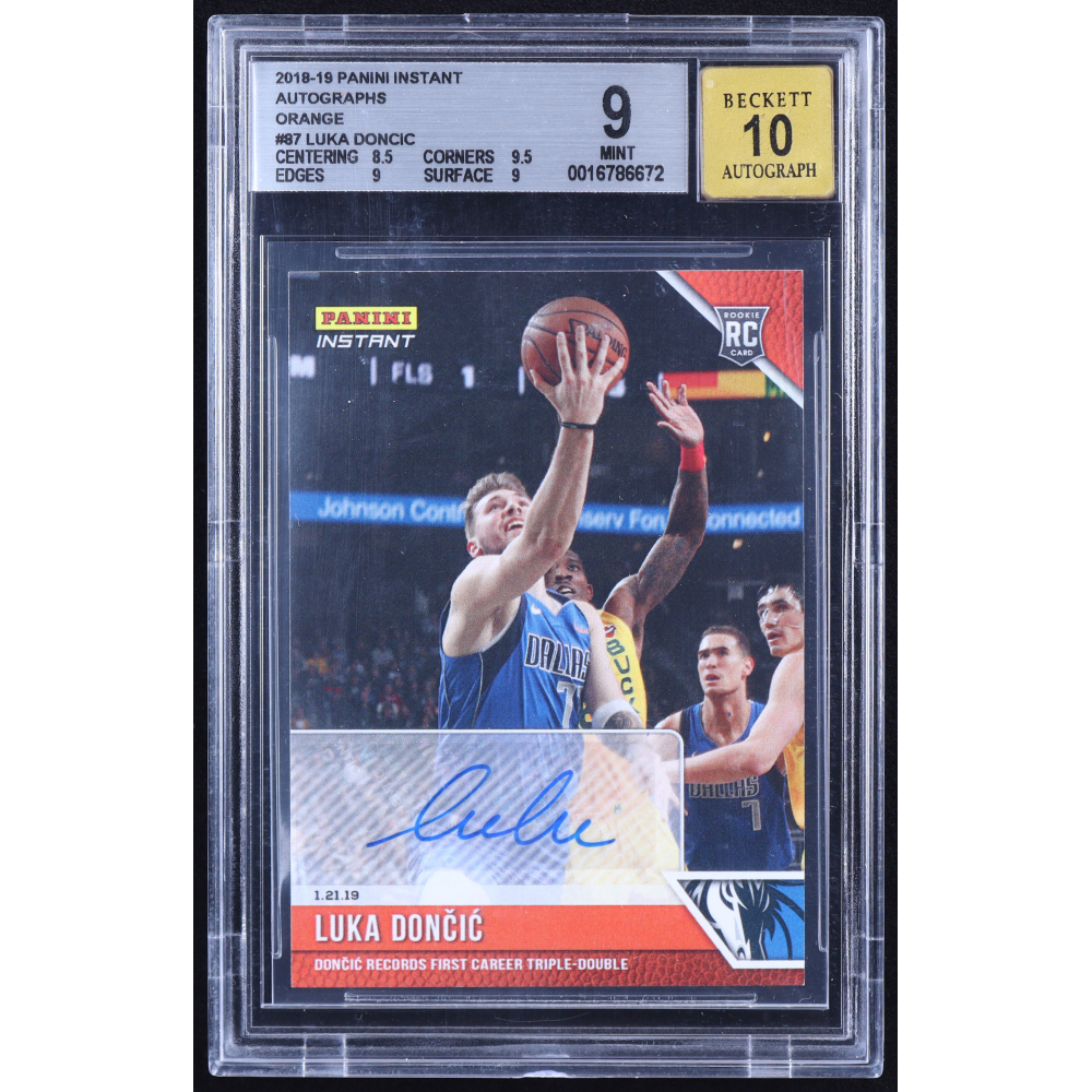 Luka Doncic 2018-19 Panini Instant Autographs Orange #87 #4/5 RC (BGS 9 | Autograph Graded 10 ...