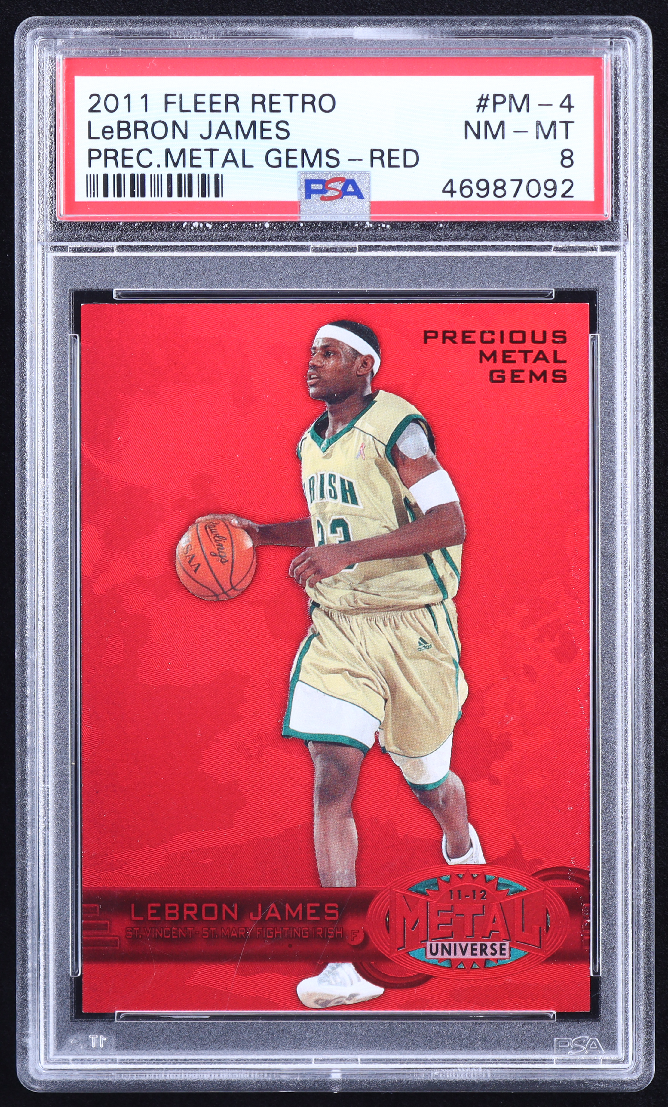 LeBron James 2011 Fleer Retro Precious Metal Gems Red #PM4 #93/150 (PSA ...