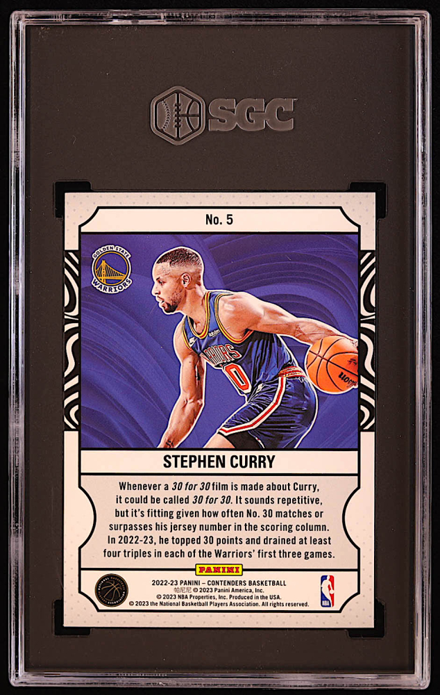 Stephen Curry 2022-23 Panini Contenders Game Night Ticket #5 (SGC 10 ...