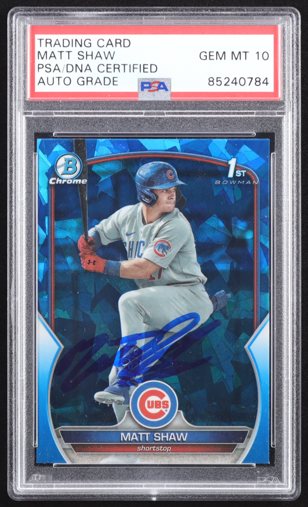 Matt Shaw Signed 2023 Bowman Chrome Draft Sapphire #BDC33 RC (PSA ...
