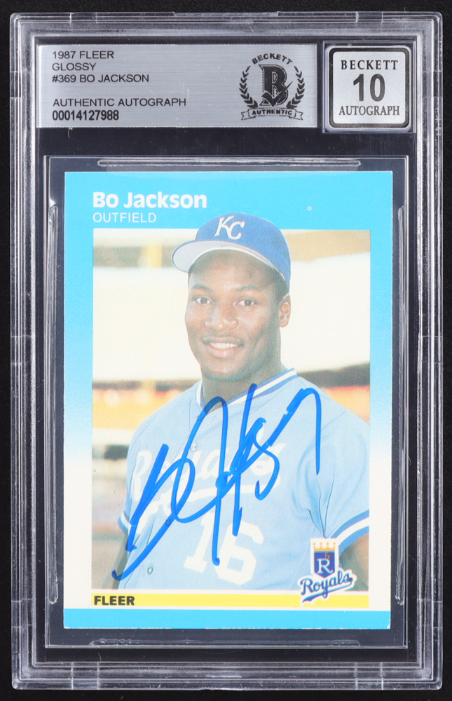 Bo Jackson Signed 1987 Fleer Glossy #369 RC (BGS | Autograph Graded BGS ...