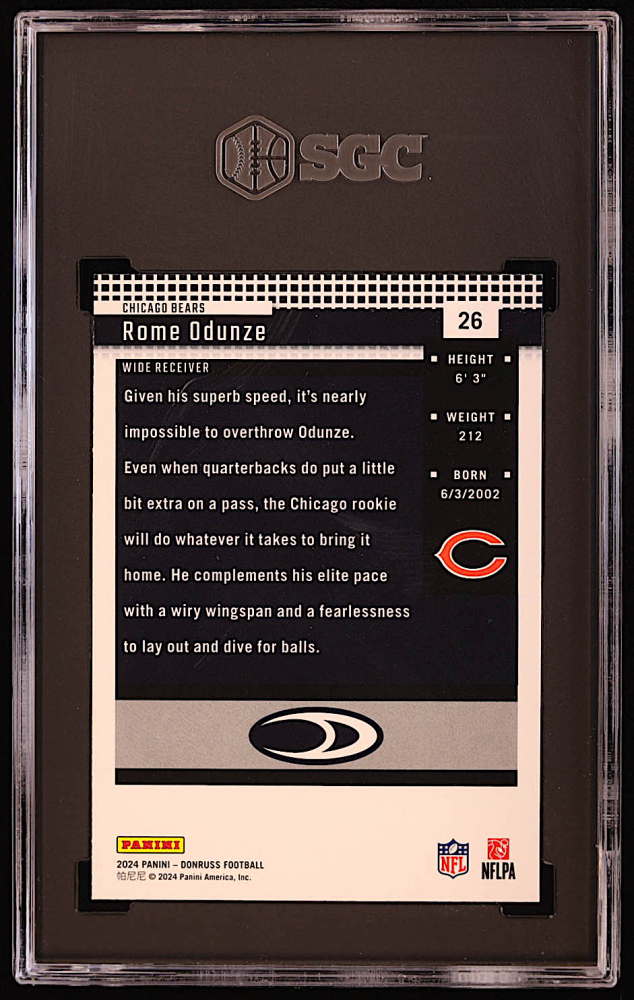 Rome Odunze 2024 Donruss Retro '04 #26 RC (SGC 10) | Pristine Auction