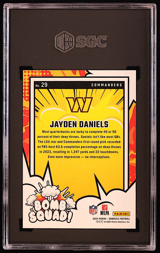 Jayden Daniels 2024 Donruss Bomb Squad #29 RC (SGC 10) | Pristine Auction