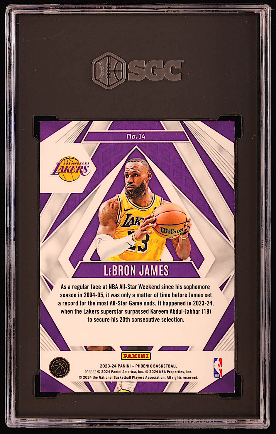 LeBron James 2023-24 Panini Phoenix Paragon Phoenix Blue Ice #14 (SGC 9 ...
