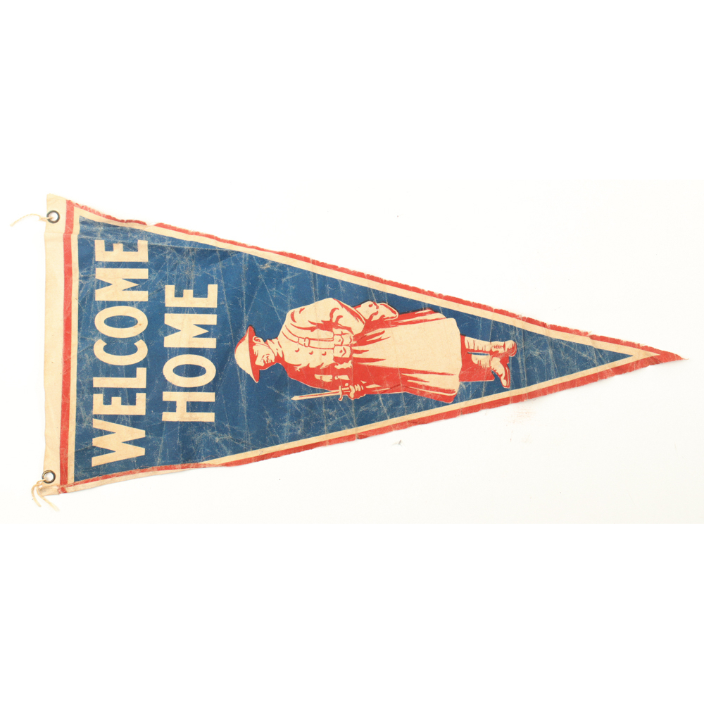 1919 World War I "Welcome Home" Pennant Flag | Pristine Auction