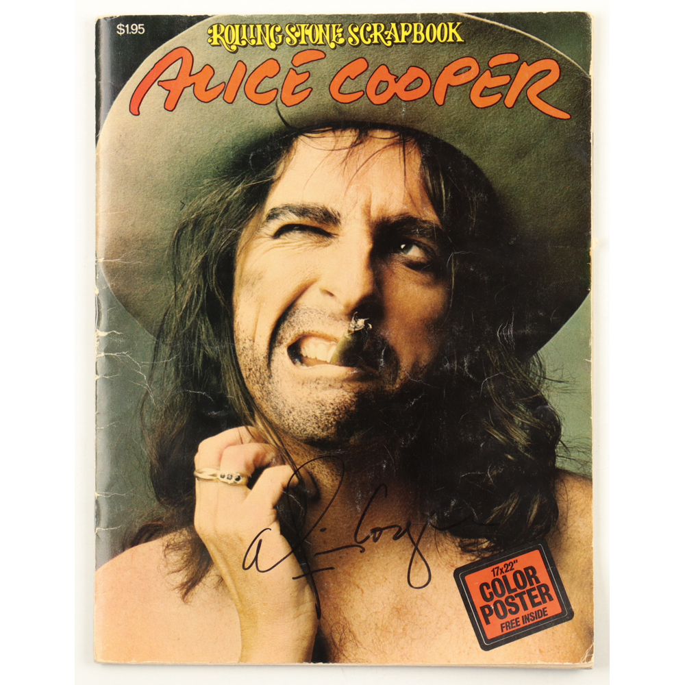 Alice Cooper Signed 1975 Rolling Stone Scrapbook (Beckett) | Pristine ...
