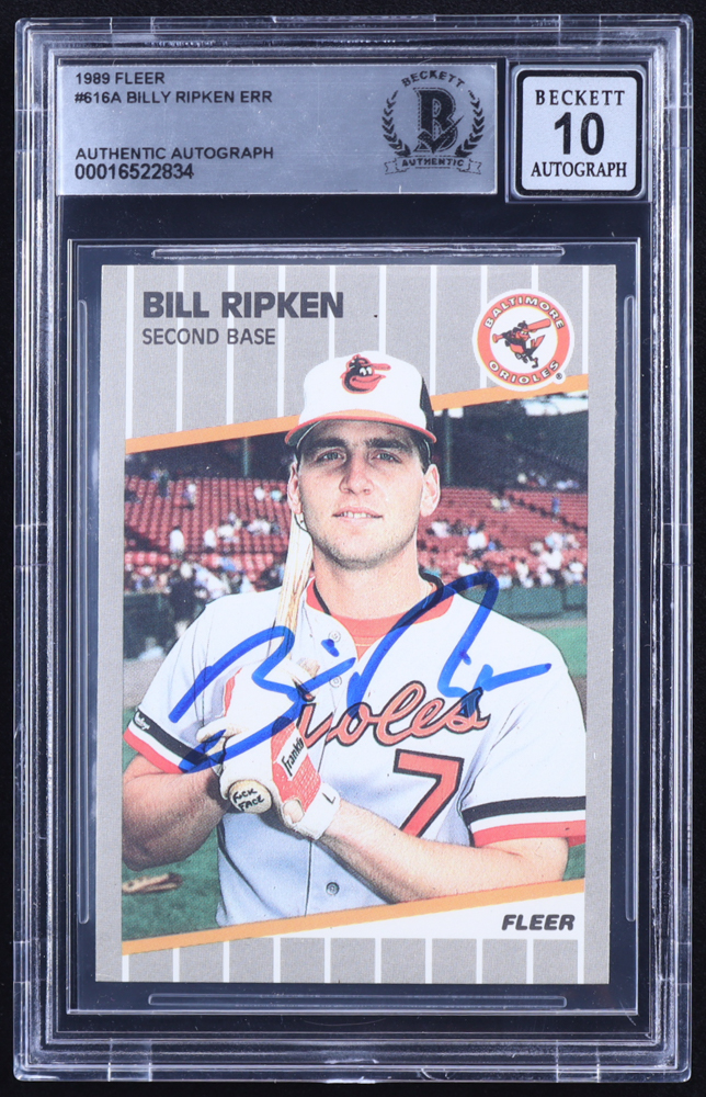 Billy Ripken Signed 1989 Fleer 616 F Face Error Bgs Auto 10