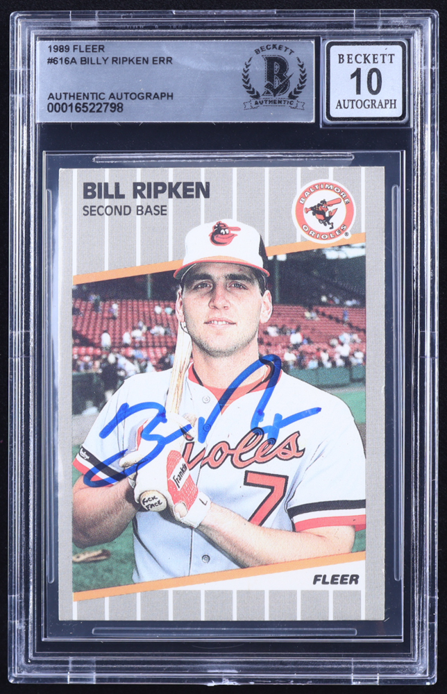 Billy Ripken Signed 1989 Fleer #616 / F@#! FACE Error (BGS | Auto 10 ...