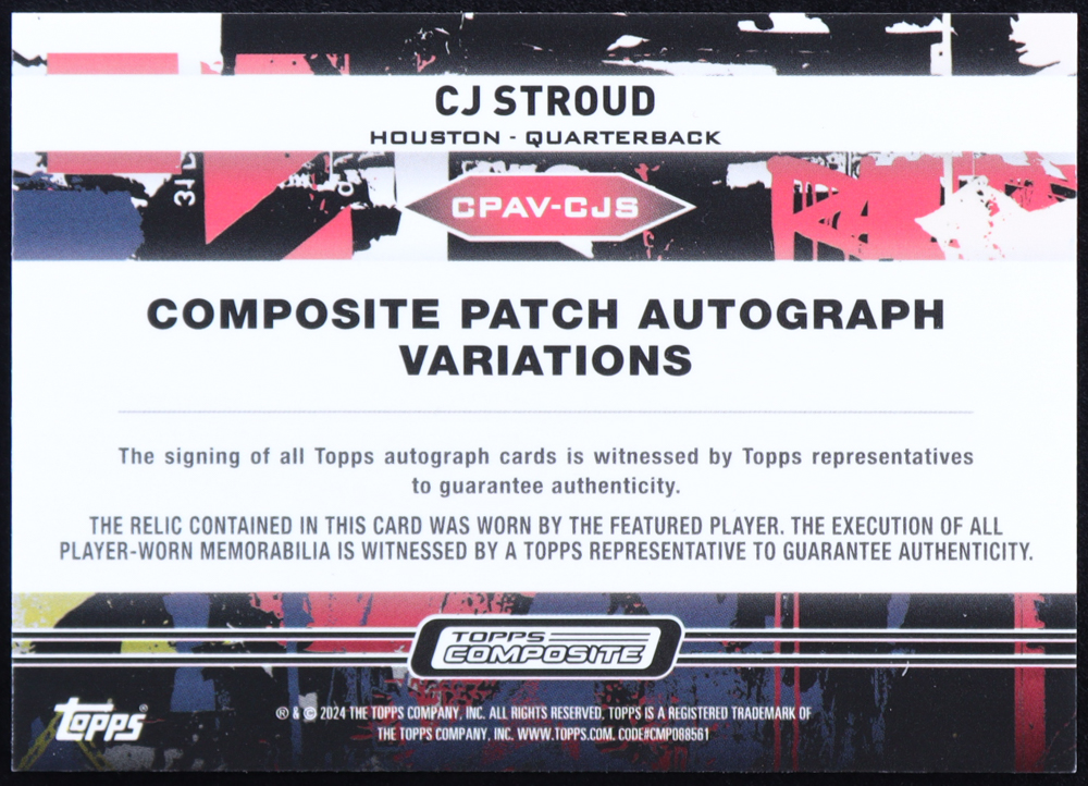 CJ Stroud 2023 Topps Composite Patch Autographs Vertical Purple # ...