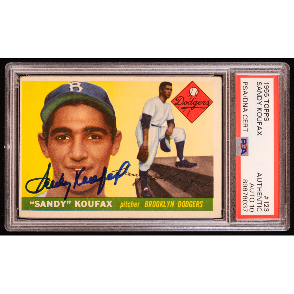 Sandy Koufax Signed 1955 Topps #123 RC (PSA | Autograph Grade 10 ...