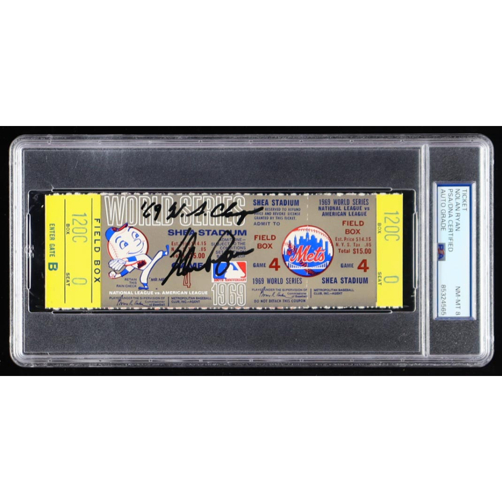Nolan Ryan Signed 1969 Miracle Mets Original World Series Game 4 Ticket ...
